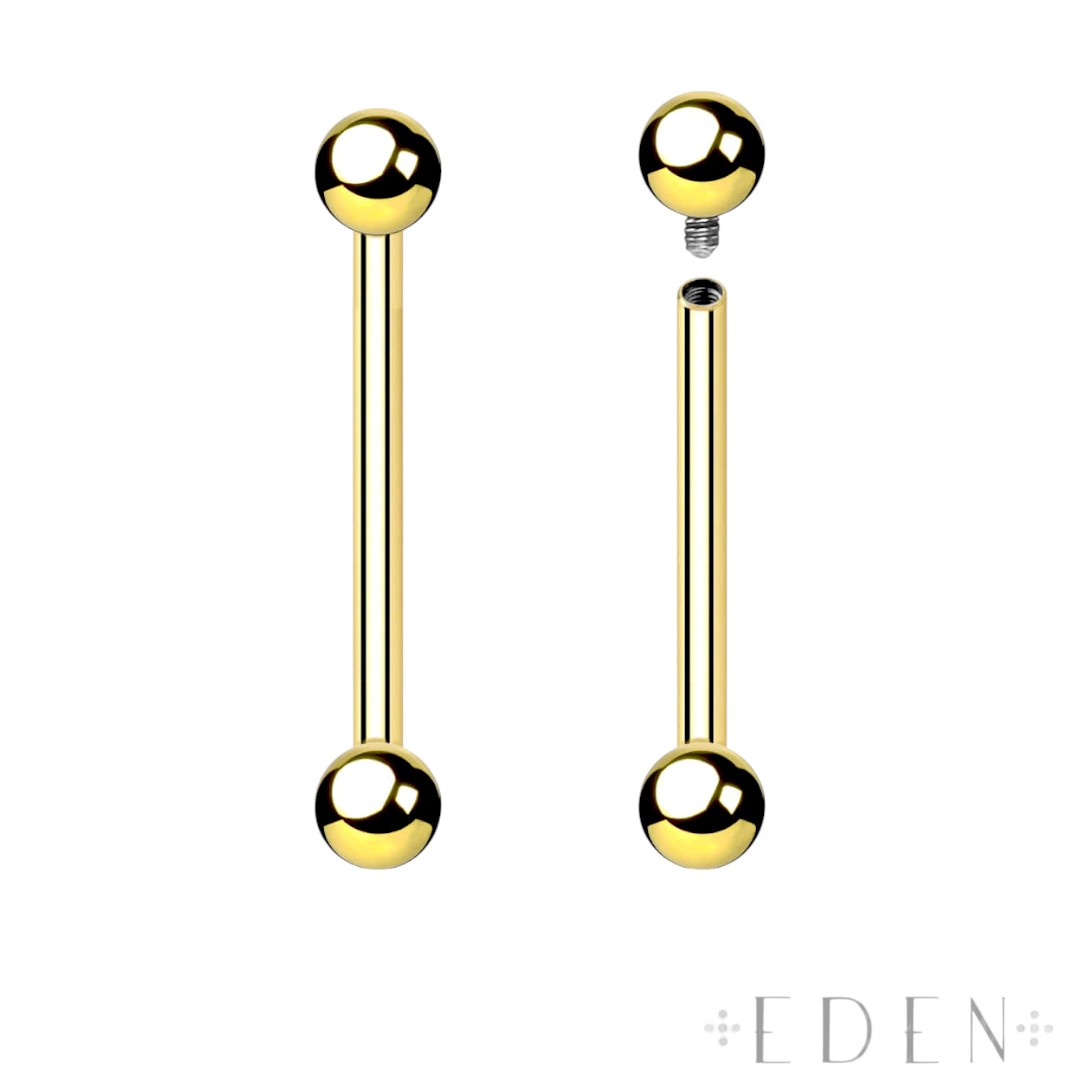 Titanium Gold Internally Threaded Straight Barbells | Eden